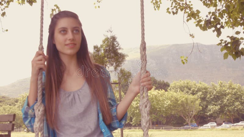 In High Quality Format Pretty Young Woman in Swing Stock Footage ...
