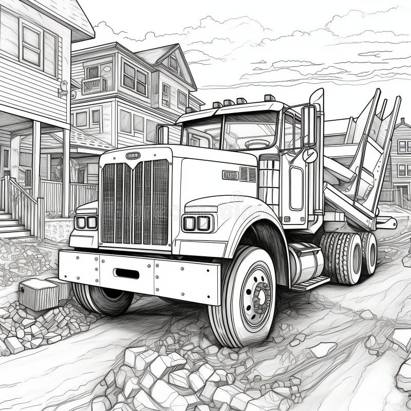 High-Quality Front Loader Coloring Pages. Generative AI Stock ...