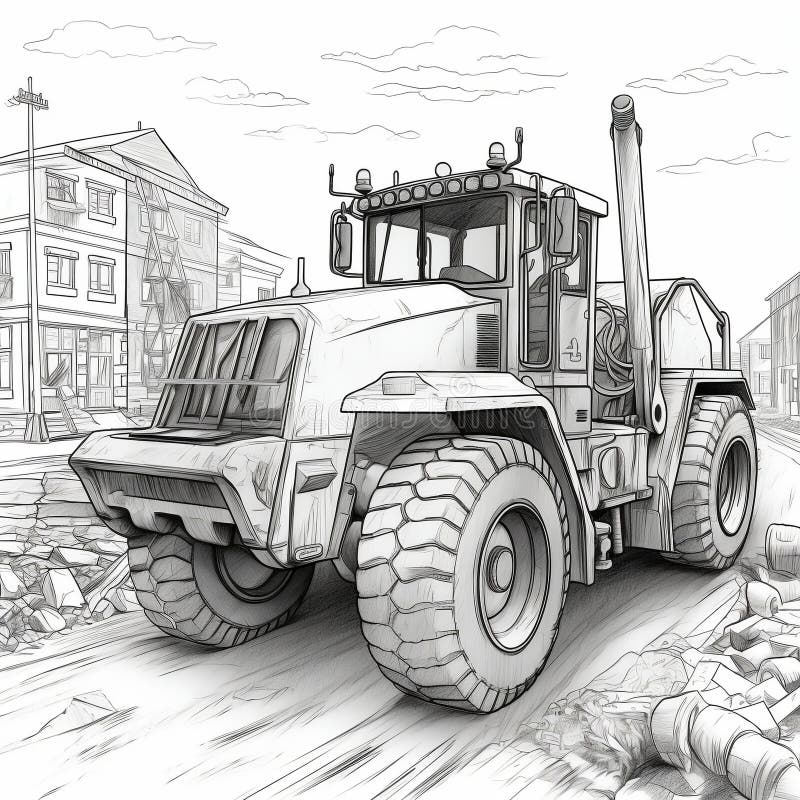 High-Quality Front Loader Coloring Pages. Generative AI Stock ...