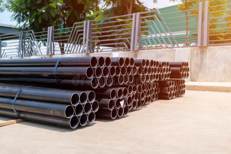 High Quality Galvanized Steel Pipe in Stack Stock Image - Image of ...