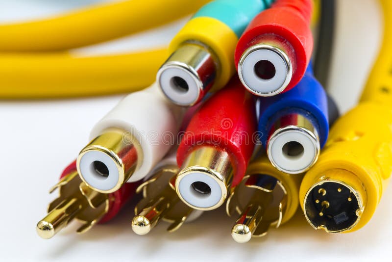 Gold Plated Connectors for Audio and Video Cables Stock Image - Image ...