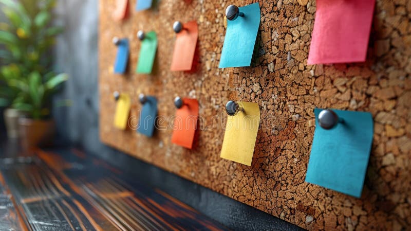 Bright Sticky Notes on Corkboard for Creative Workspace, Ideal for ...