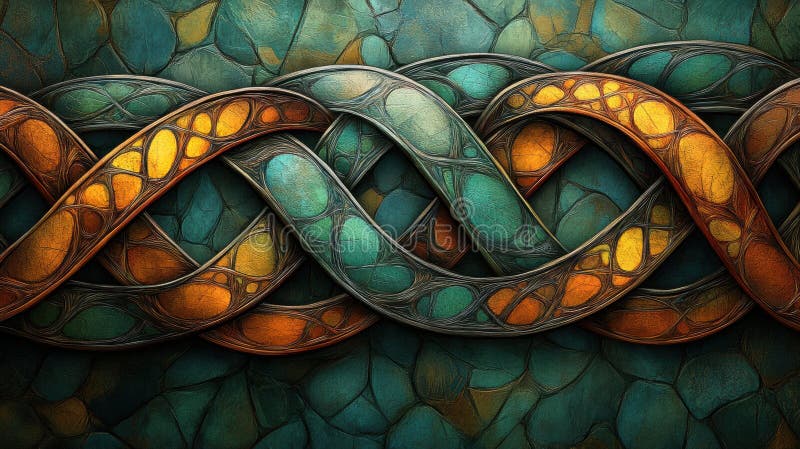 Complex Celtic Patterns Interwoven on a Banner, Creating Abstract ...
