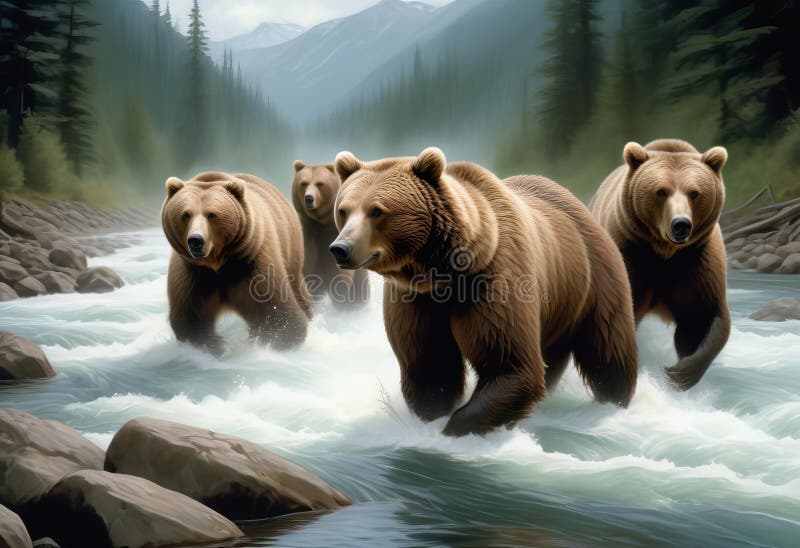 Group of Bears, Cute Vector Illustration Stock Vector - Illustration of ...