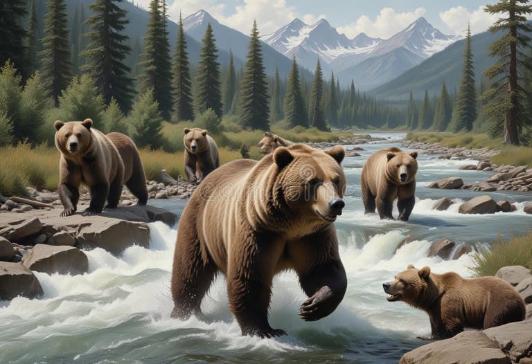A High-quality Illustration of a Group of Bears Stock Illustration ...