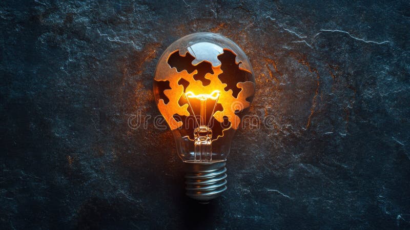 Puzzle Pieces Assembling into a Lightbulb Symbolize the Link between ...