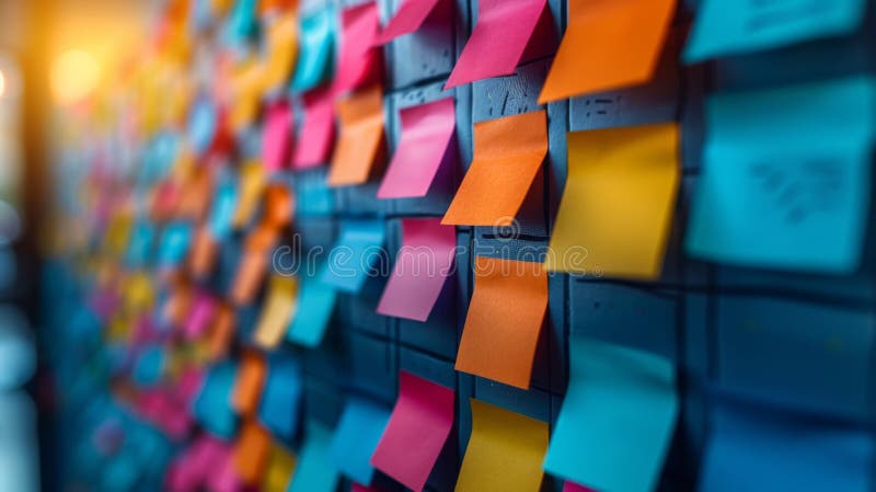 A Vibrant Display of Sticky Notes on a Whiteboard Serves As a Backdrop ...