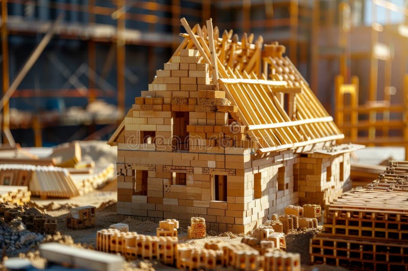 High Quality Image of Brick House Construction Project for the Building ...