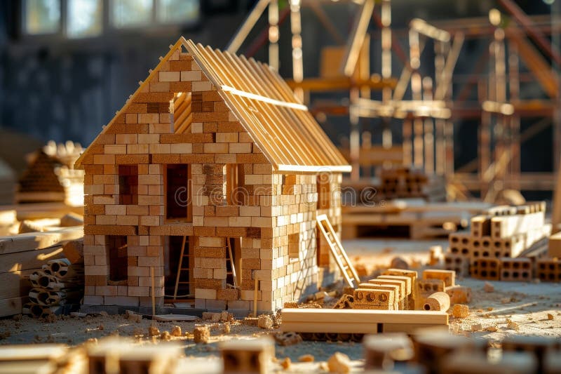 High Quality Image of Brick House Construction Project for the Building ...