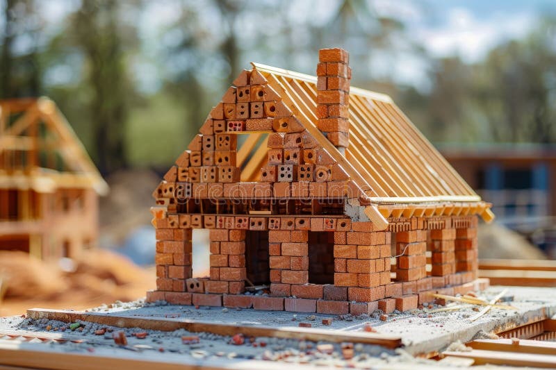 High Quality Image of Brick House Construction Project for Building Industry Professionals Stock ...