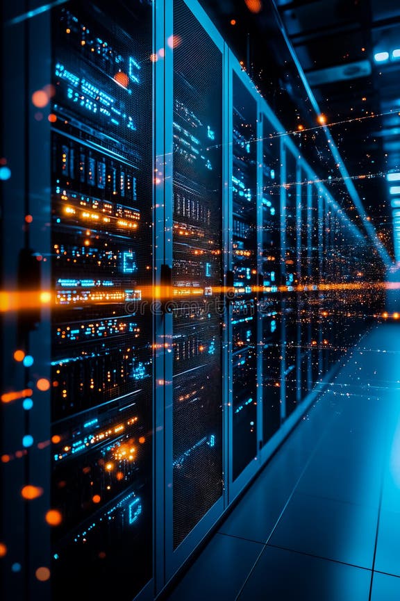 A High-quality Image Depicting a Modern Data Center with Extensive ...