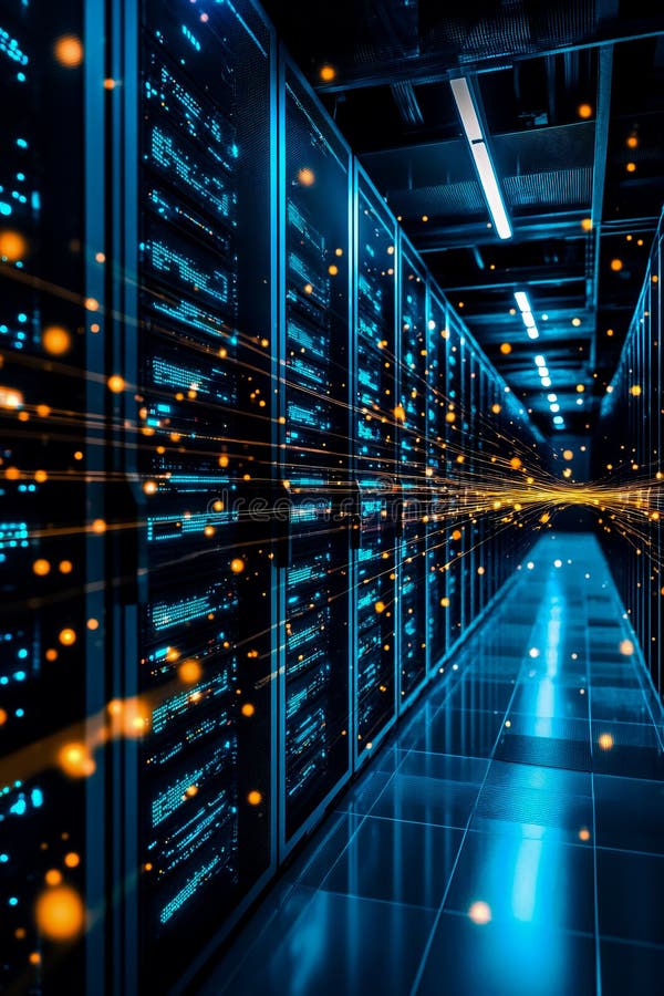 A High-quality Image Depicting a Modern Data Center with Extensive ...