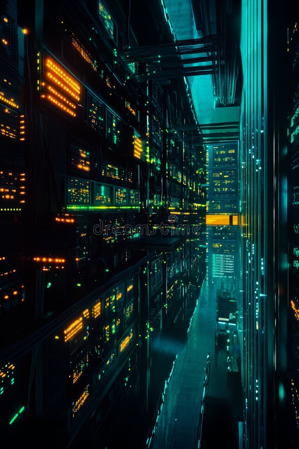 A High-quality Image Depicting a Modern Data Center with Extensive ...