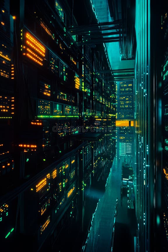 A High-quality Image Depicting a Modern Data Center with Extensive ...