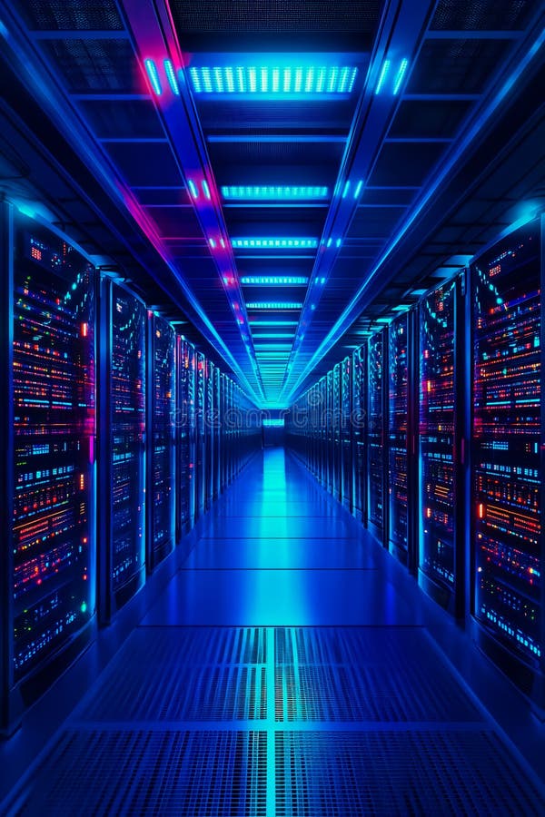 A High-quality Image Depicting a Modern Data Center with Extensive ...