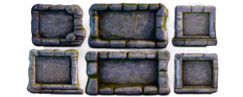 Set of Six Detailed Stone Tablet Frames Isolated in White Background ...