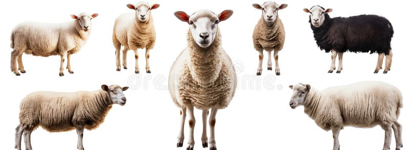 Sheep Collection Diverse Breeds Isolated on White Stock Photo - Image ...