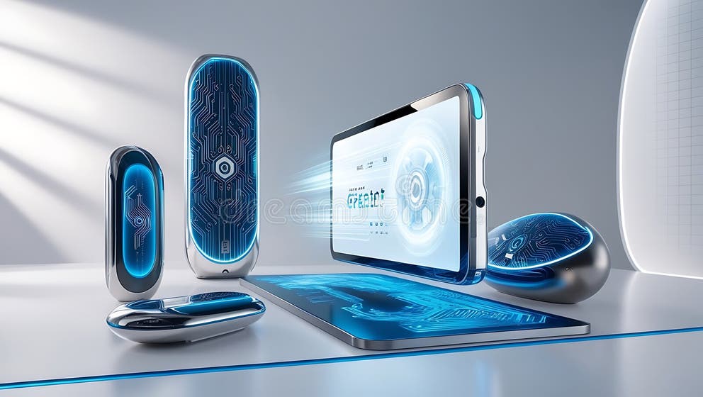 High-Quality Image of Futuristic Technology with Sleek Devices, Circuit ...