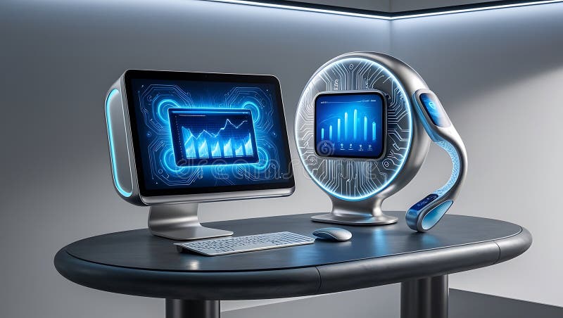 High-Quality Image of Futuristic Technology with Sleek Devices, Circuit ...