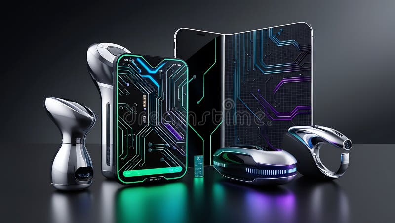 High-Quality Image of Futuristic Technology with Sleek Devices, Circuit ...