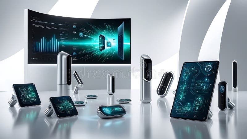 High-Quality Image of Futuristic Technology with Sleek Devices, Circuit ...