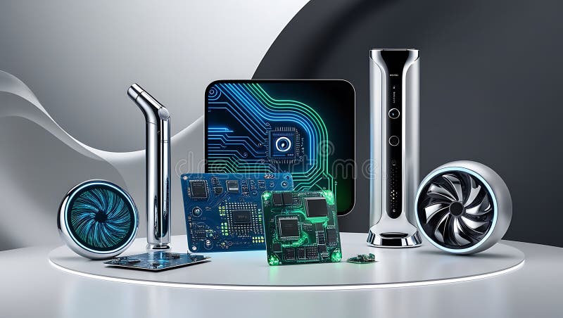 High-Quality Image of Futuristic Technology with Sleek Devices, Circuit ...