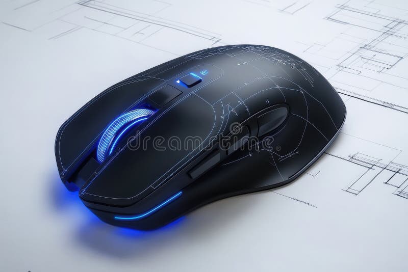 Modern Ergonomic Wireless Gaming Mouse Blue Light Design Tech Tool ...