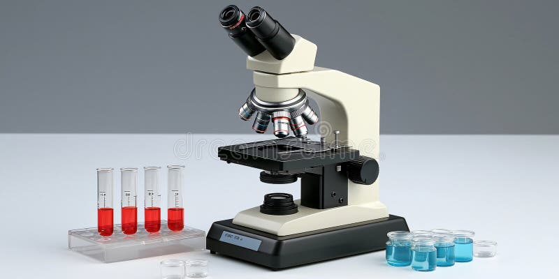 Modern Compound Microscope Lab Equipment Science Research Test Tubes ...