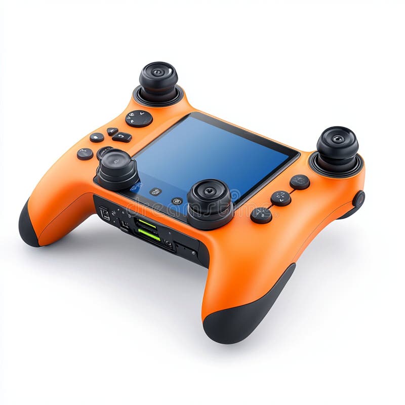 Modern Orange Drone Controller with Screen High Quality 3d Game Tech ...