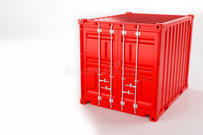 A High Quality Image of a Red 10ft Shipping Container on a White ...
