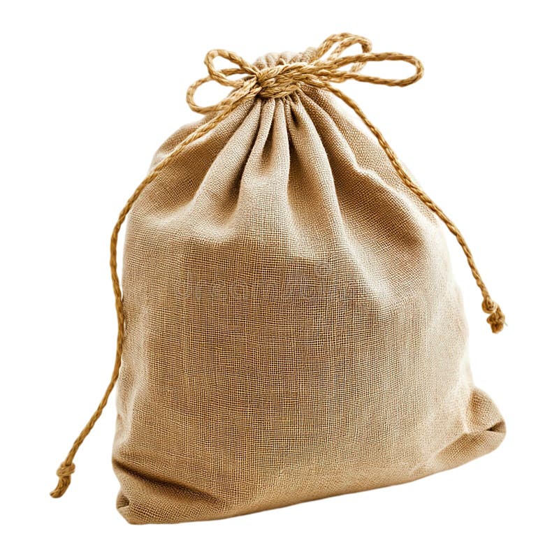 Beige Linen Burlap Sack Rustic Drawstring Bag Texture Eco Jute Tied ...