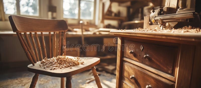 Intricate Carpentry: AI-Generated Closeup of Woodwork & Tools Depicting ...