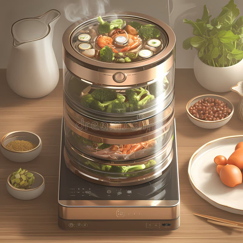Luxurious Multi-Cooker with Gourmet Ingredients Stock Illustration ...