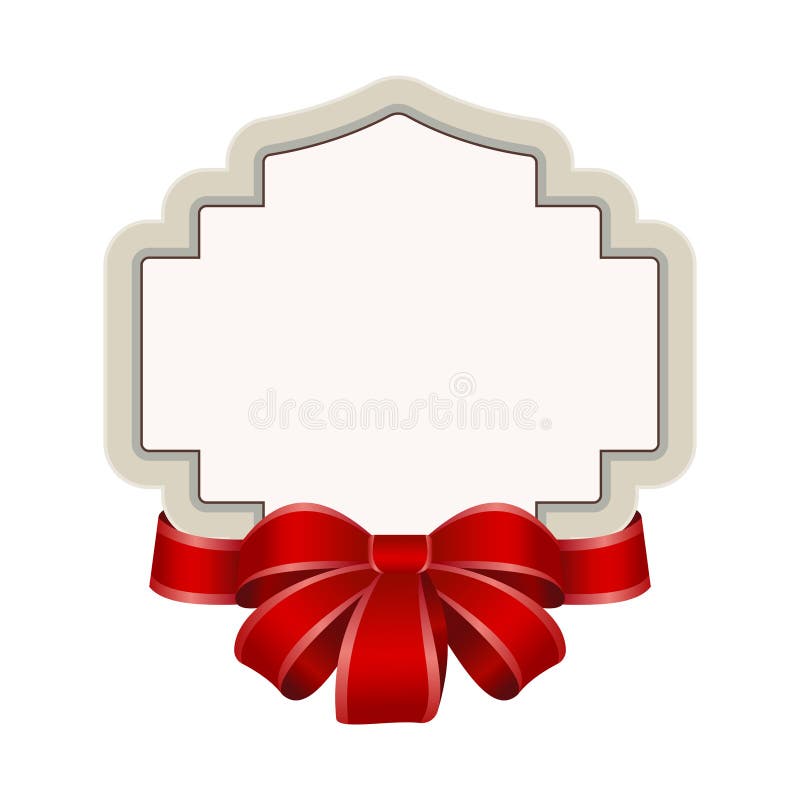 High Quality Label with Red Bow on White Background. Empty Isolated ...