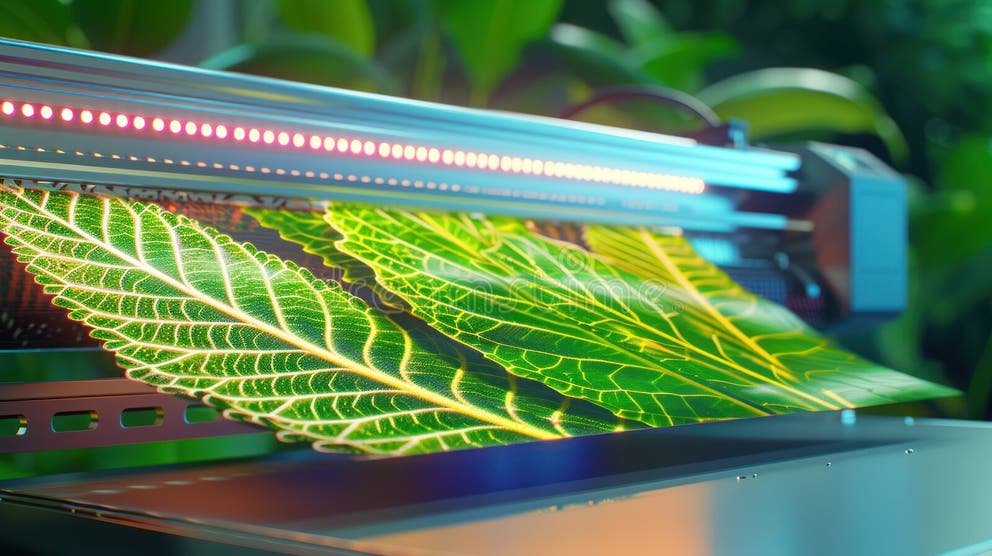 High Quality Large Format Printer Producing Vibrant Green Leaf Pattern ...