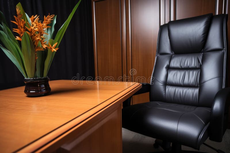 High-quality Leather Chair Sitting Behind an Executive Desk Stock Photo ...