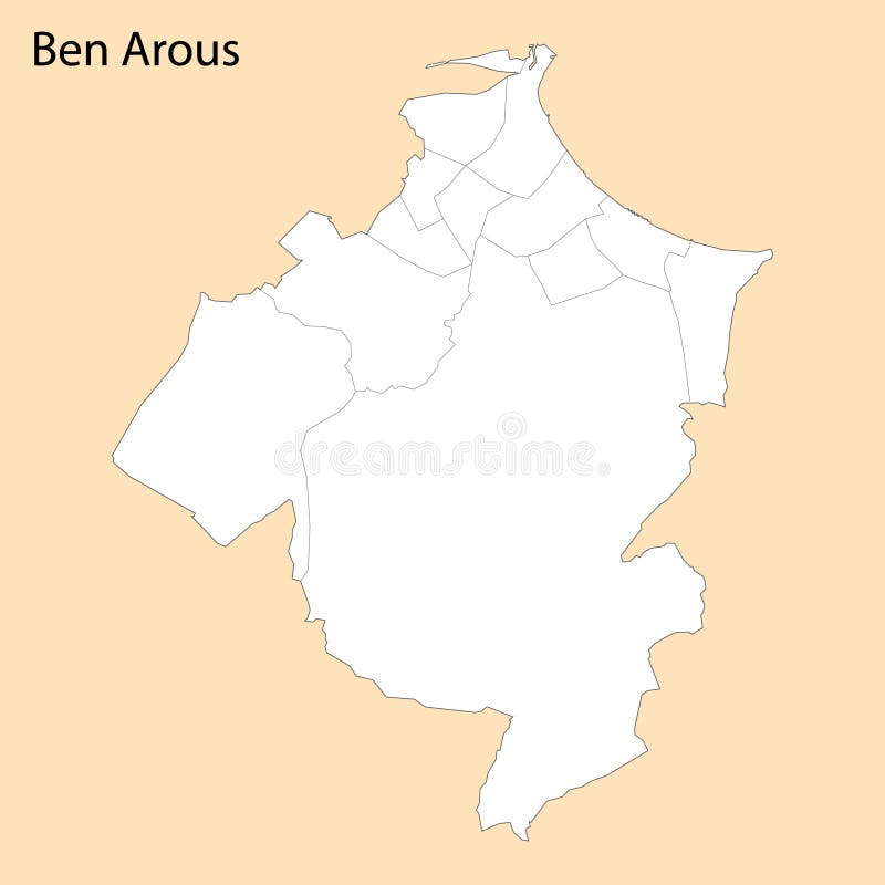 High Quality Map of Ben Arous is a Region of Tunisia Stock Vector - Illustration of graphic ...