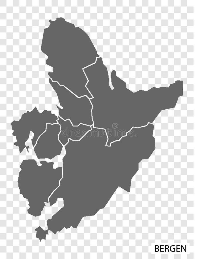 High Quality Map of Bergen is a City Norway, with Borders of the ...