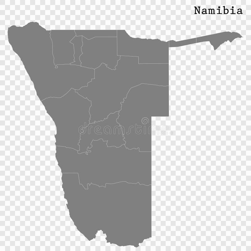 Namibia Map in 3D. 3d Map with Borders of Regions. Stock Illustration ...