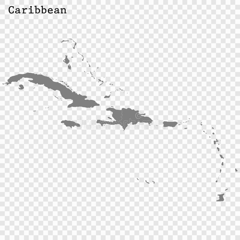 High Quality Map of Caribbean Stock Illustration - Illustration of ...