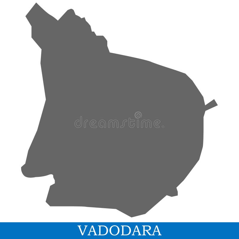 Vadodara City Republic of India, Gujarat State Map Vector Illustration ...