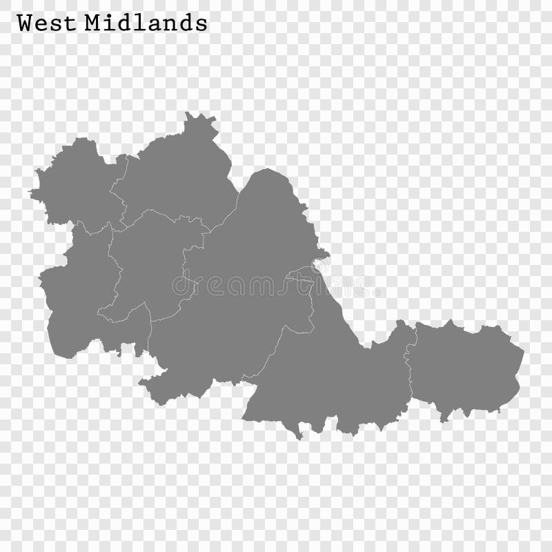3d Map of West Midlands is a Ceremonial County of England Stock ...