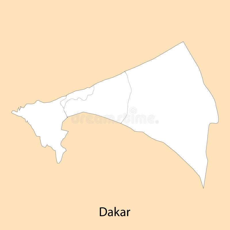 High Quality Map of Dakar is a Region of Senegal, Stock Vector ...