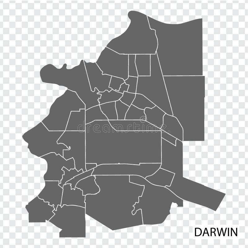 High Quality Map of Darwin is a City of Australia, with Borders of the ...