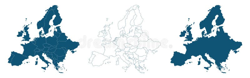 High Quality Map Europe with Borders of the Regions Stock Vector ...