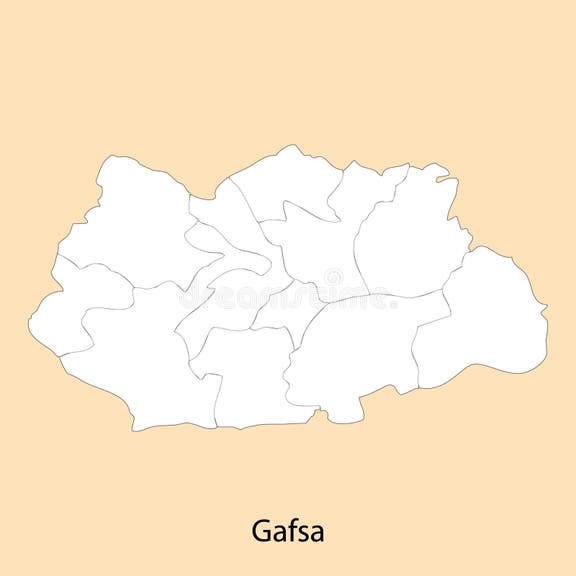 High Quality Map of Gafsa is a Region of Tunisia Stock Vector ...