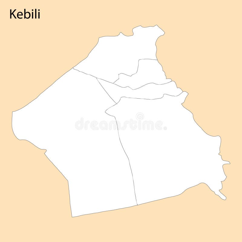 High Quality Map of Kebili is a Region of Tunisia Stock Vector ...