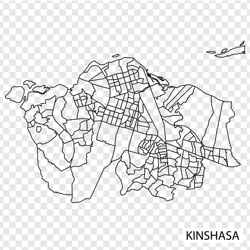 High Quality Map of Kinshasa is a Capital of DR of the Congo, with ...