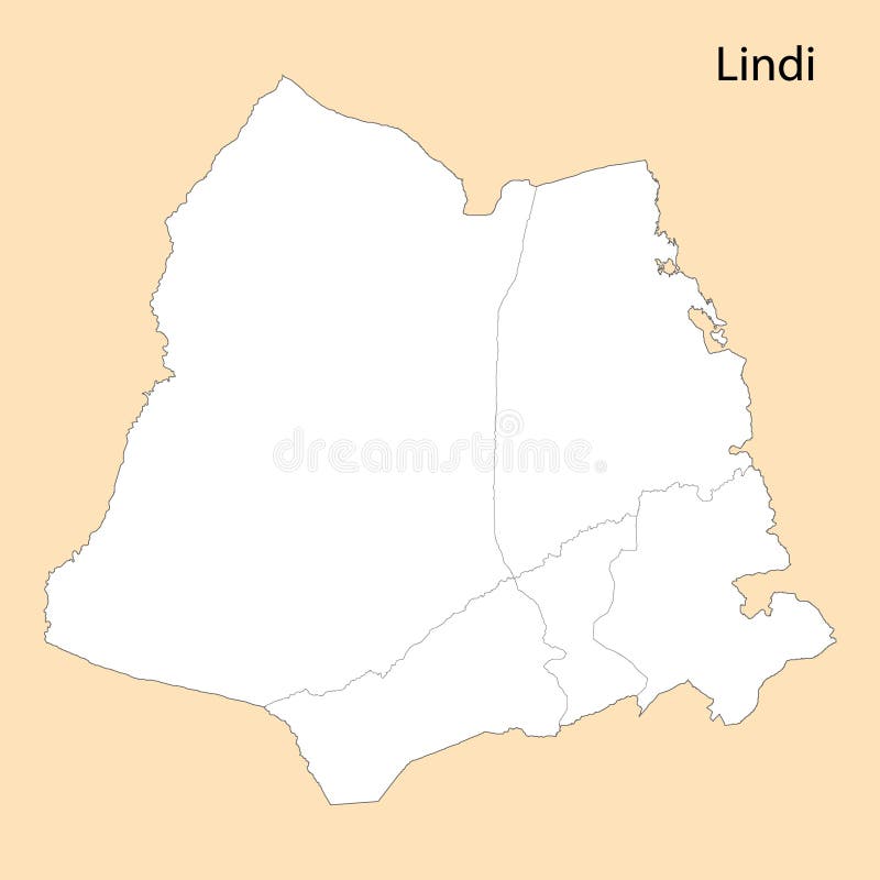 High Quality Map of Lindi is a Region of Tanzania Stock Vector ...