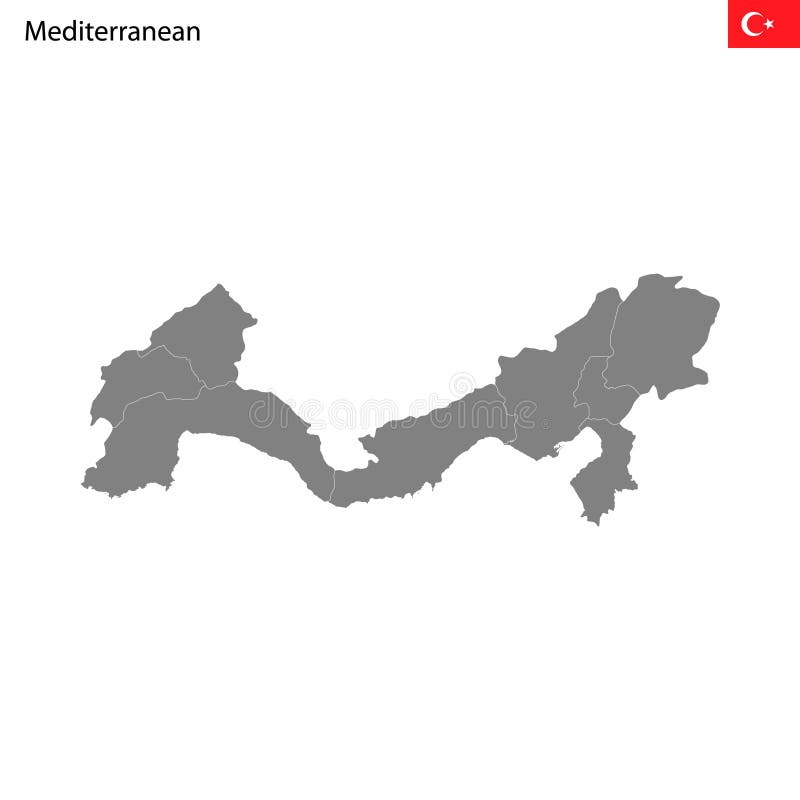 Mediterranean Region Red Highlighted in Map of Turkey Stock ... Mediterranean Region Red Highlighted in Map of Turkey Stock ...